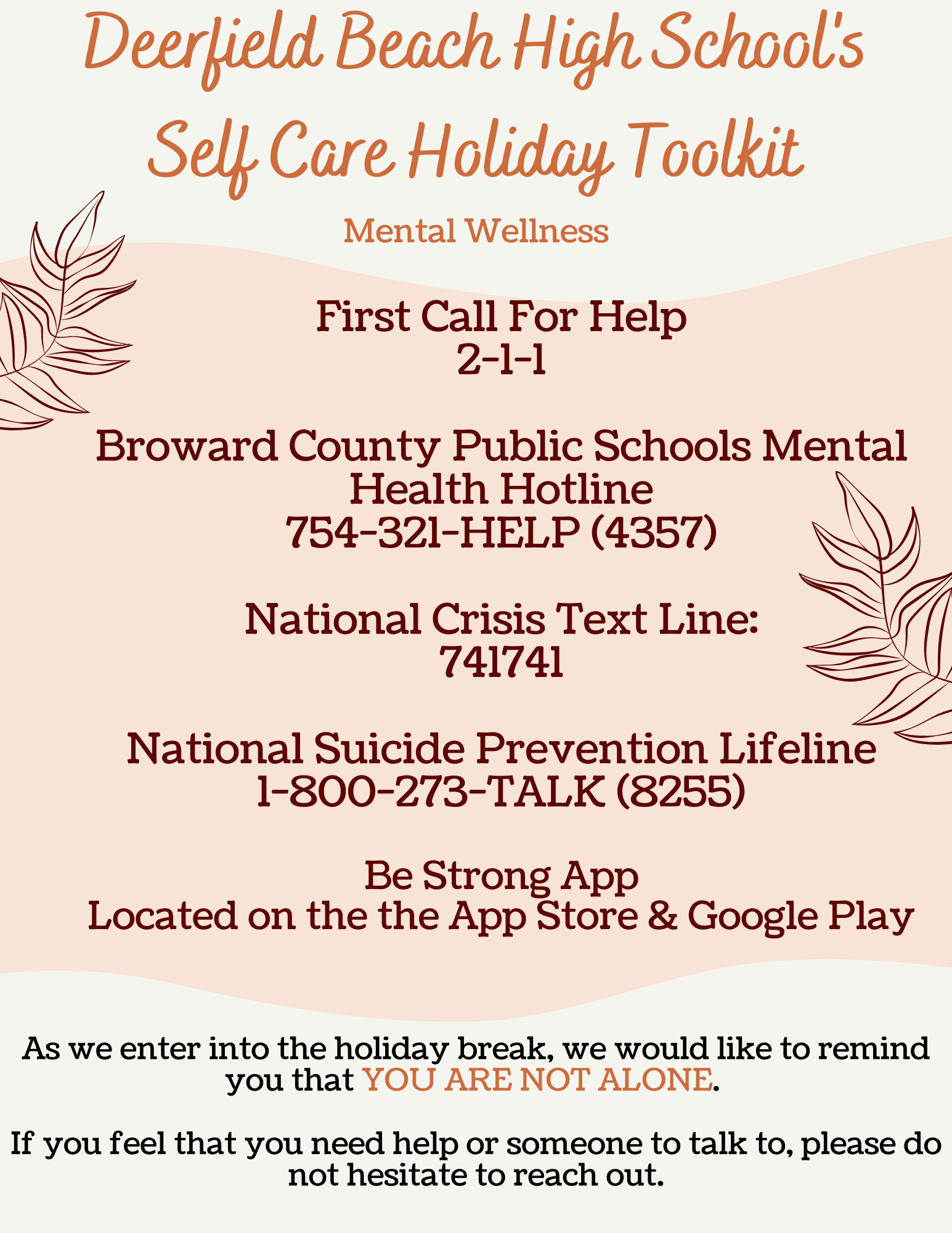 FLYER.DBHS Self Care Holiday Toolkit – Deerfield Beach High School